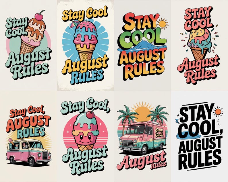 Retro Summer PNG Clipart Bundle | August Rules Designs (300 DPI) - Etsy
