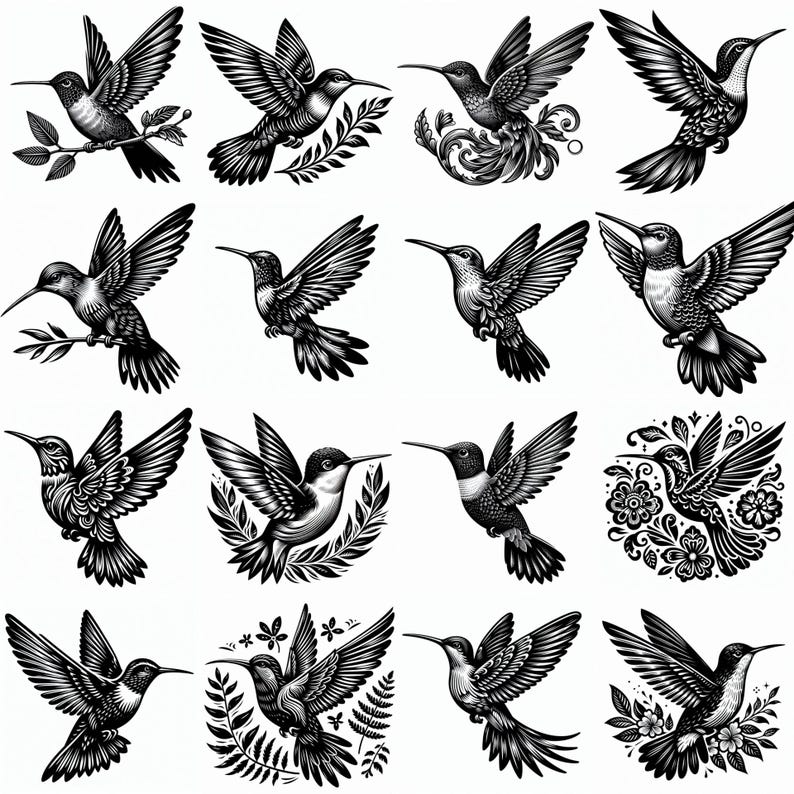 100 Hummingbird SVG PNG Bundle | Vintage Engraving Bird Illustration ...