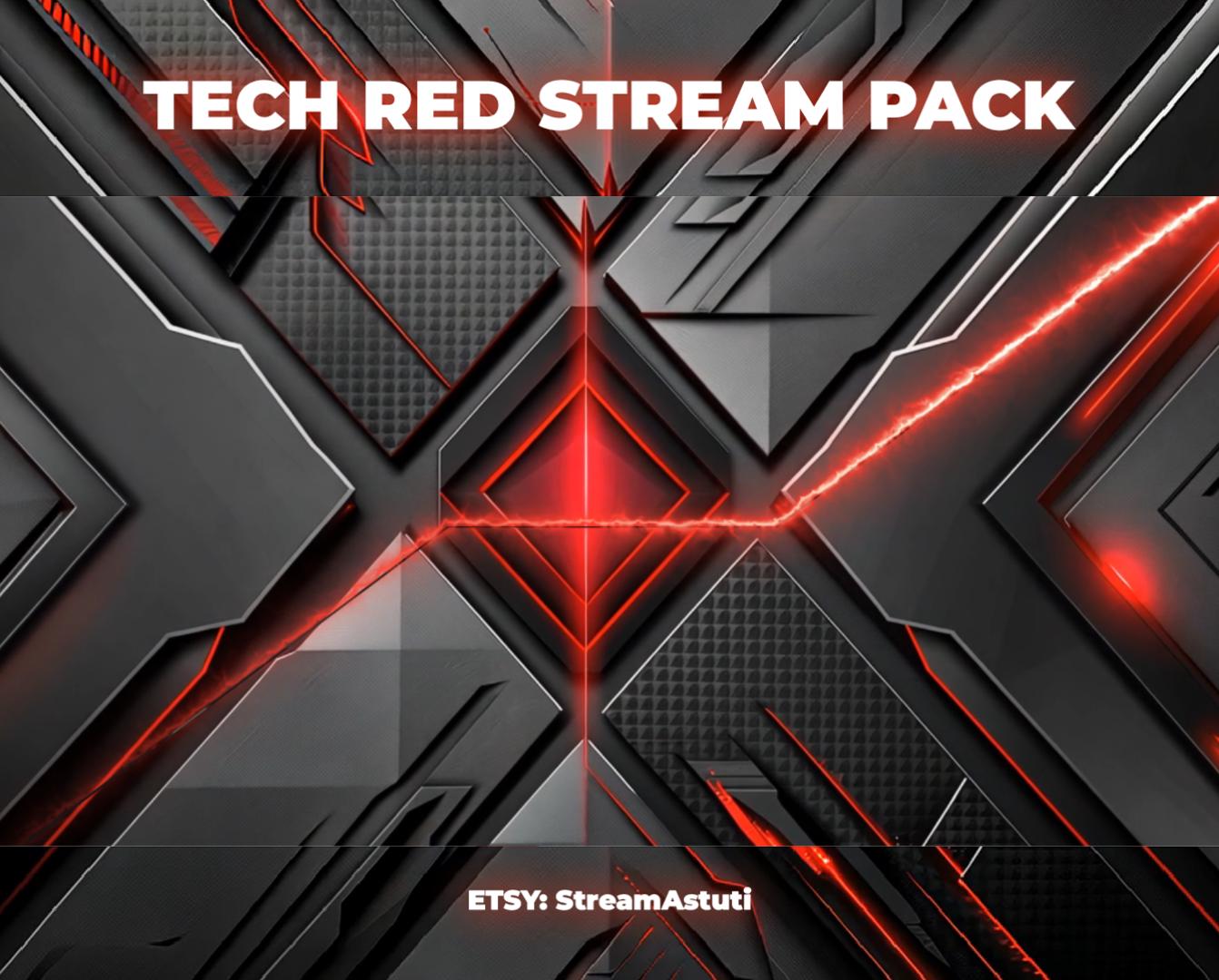 Tech Red Animated Stream Overlay Pack: Twitch, Kick, Youtube - Etsy