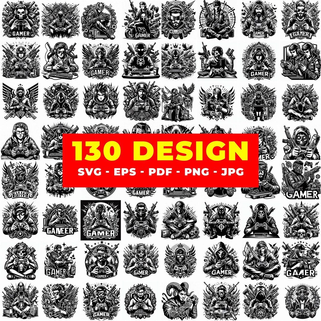 130 Gamer Tribal Engraving SVG Bundle | Gaming Laser Cut Vector Pack ...
