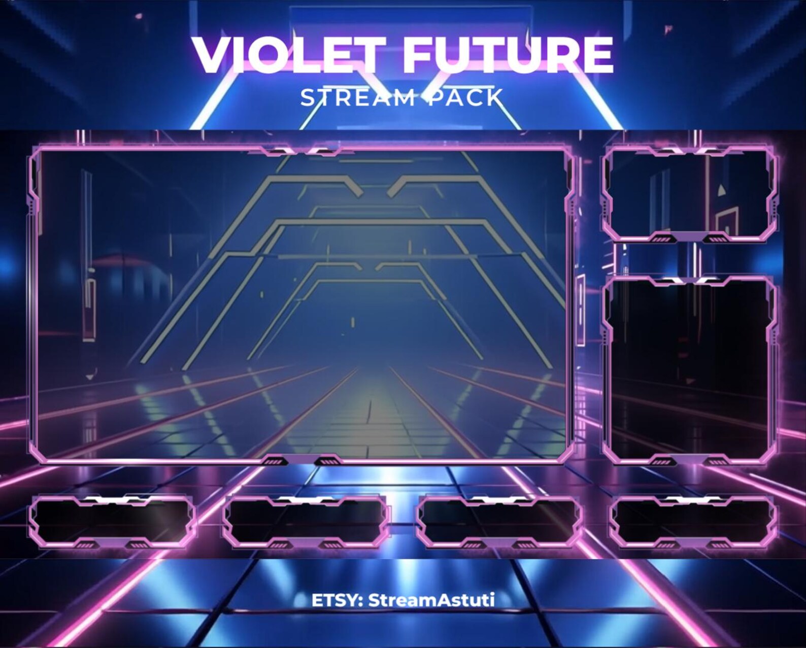 Violet Future Animated Stream Overlay Pack for Twitch, Kick, Youtube ...