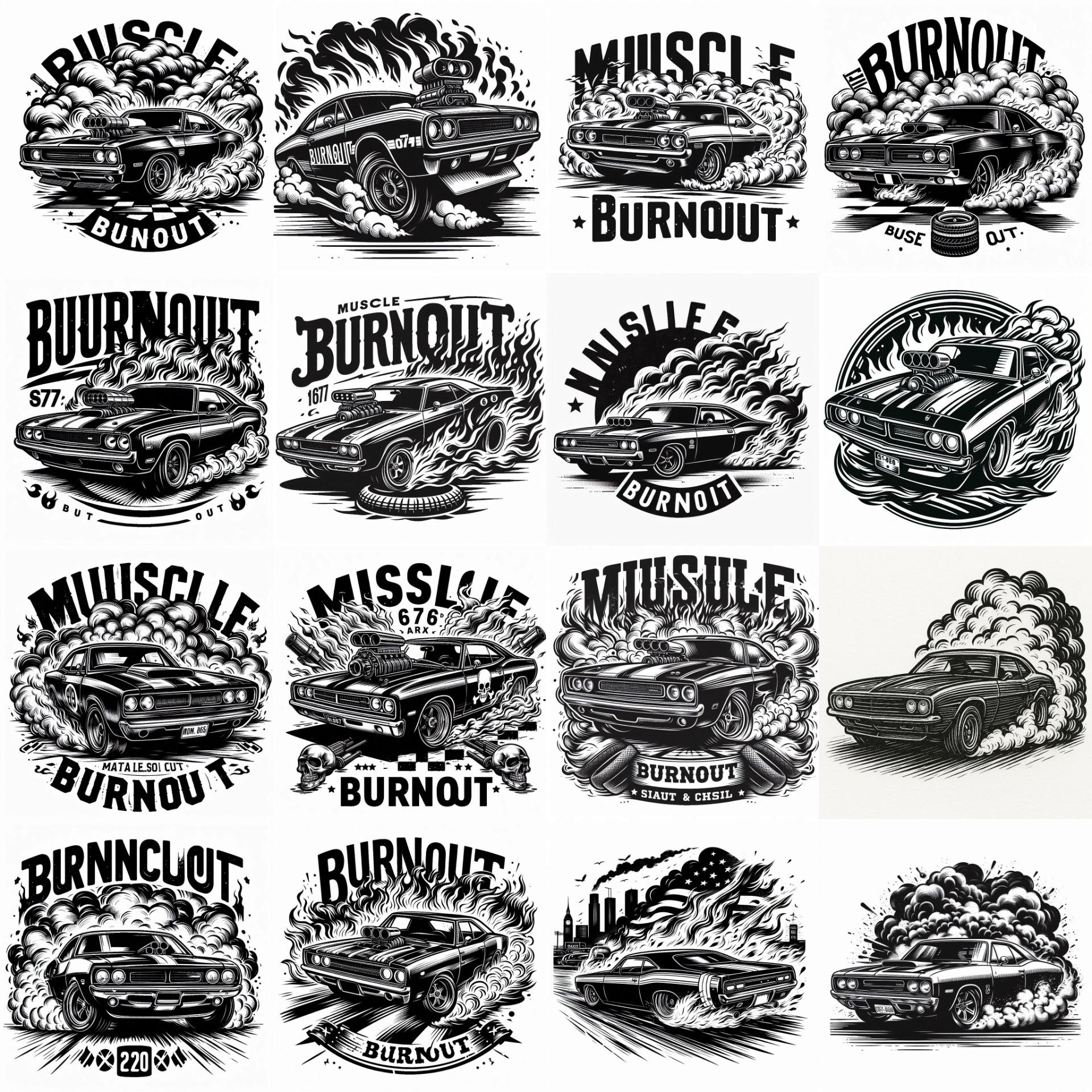 100 Muscle Car Burnout SVG Bundle | Vintage Muscle Car SVG PNG | Drag ...