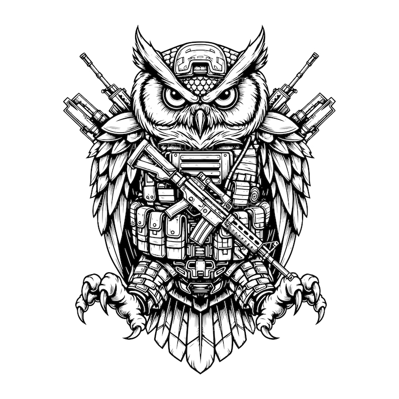 Military Owl Warrior SVG Bundle: Tactical Animal Art, Laser Cut Files ...