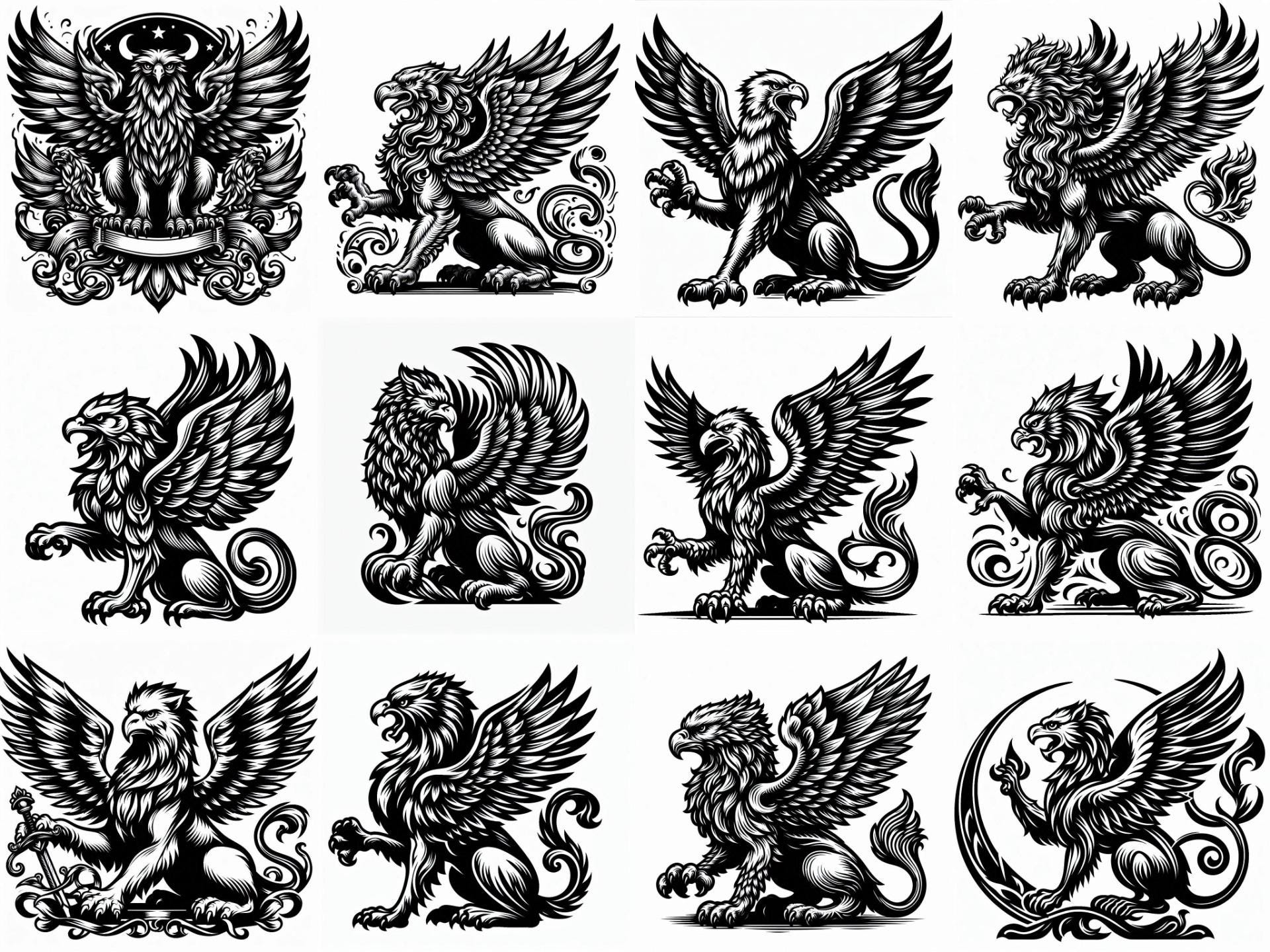 Griffin Tribal Engraving SVG Bundle: Laser Cut Winged Beast Designs ...