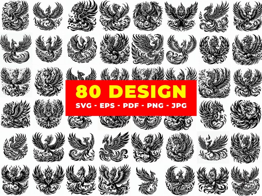 Phoenix SVG Bundle: Tribal Firebird Laser Cut Designs (digital Download ...