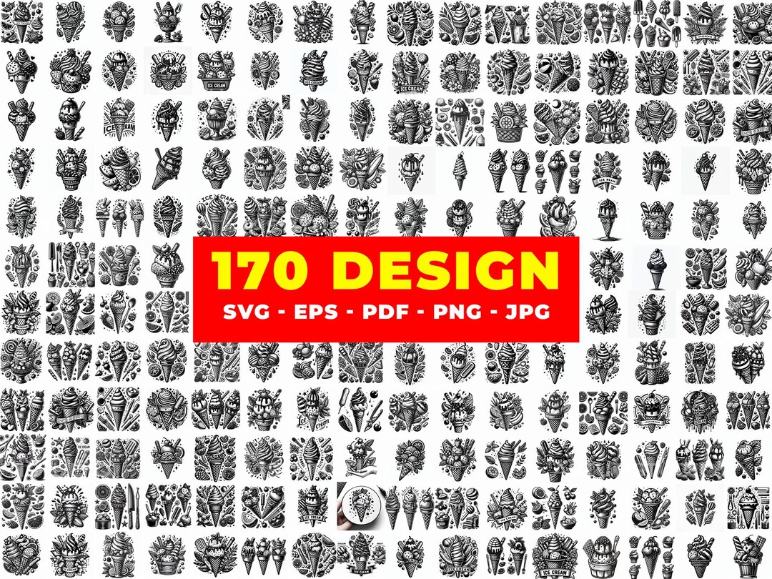 Ice Cream Tribal Engraving SVG Bundle: 170 Laser Cut Dessert Designs ...