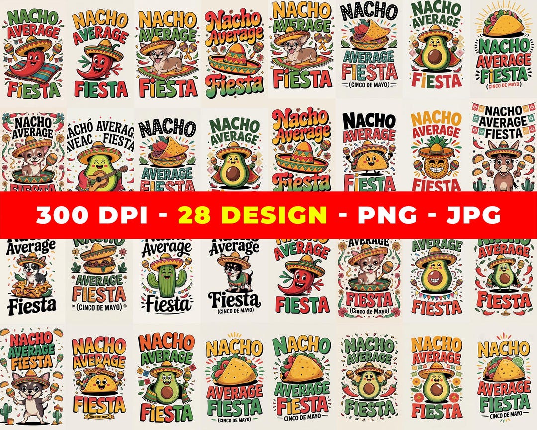 Cinco De Mayo PNG Clipart Bundle: Fiesta Tacos, Avocados (digital ...