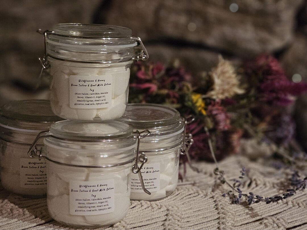 Bison Tallow Goat Milk Body Lotion Wildflowers & Honey 7oz - Etsy