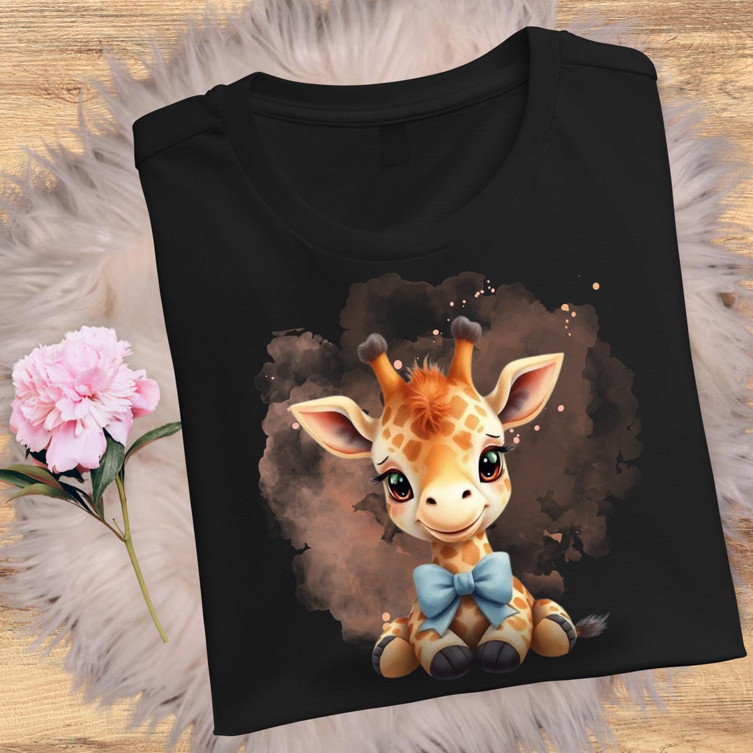 Fun Animal Print Tee Design, Watercolor Giraffe Kids T-shirt Design ...