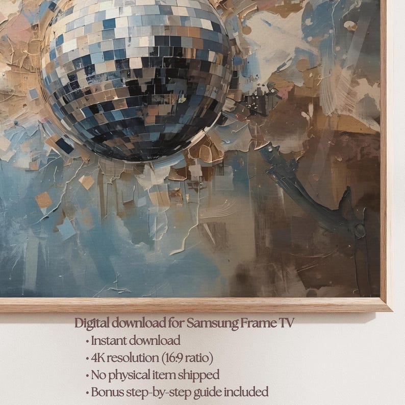 Disco Ball Frame TV Art | Abstract Impasto Oil Painting Retro Chic ...