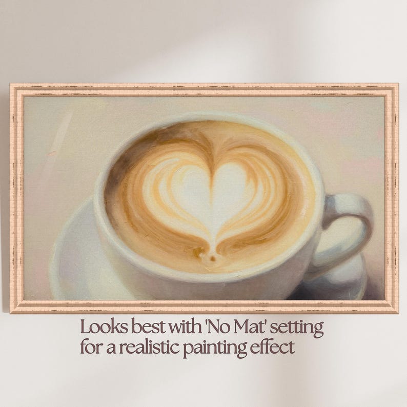 Coffee Latte Frame TV Art | Impasto Heart Cappuccino Cosy Kitchen Still ...