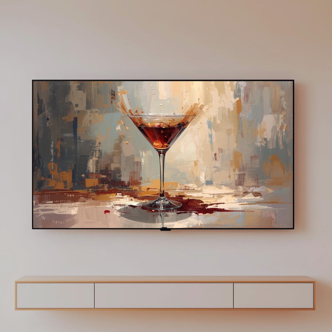 Frame TV Art Espresso Martini Cocktail Painting Moody Bar Wall Art ...