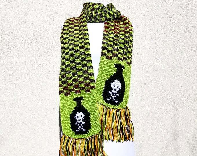 POISON Multicolor Scarf for Men or Women, Unisex, Crochet, Skull and ...