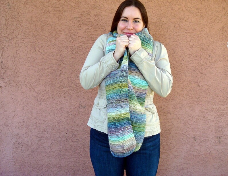 Watercolor: Wool Blend Multicolor Scarf Crochet Scarf for - Etsy