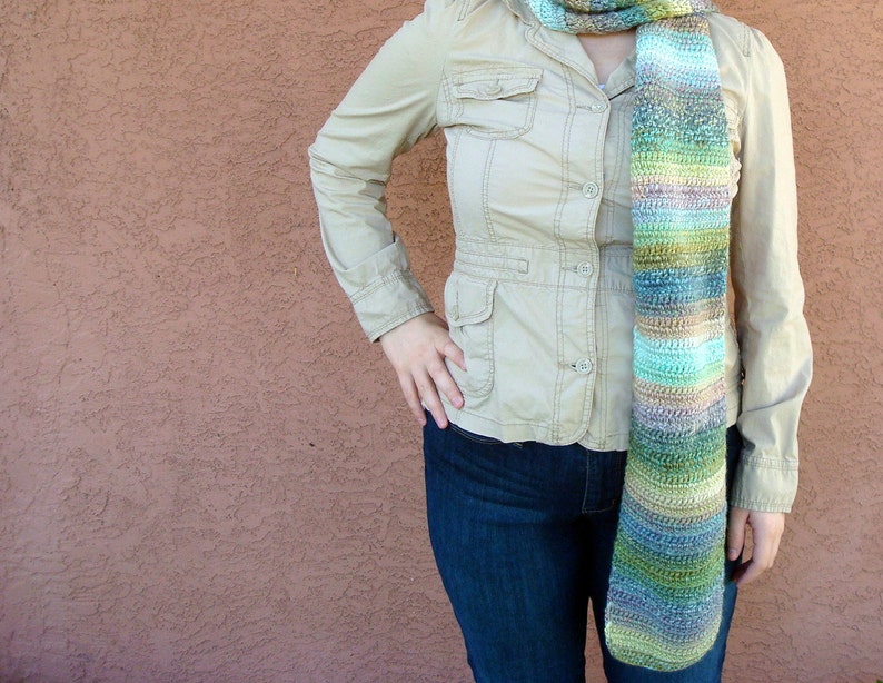 Watercolor: Wool Blend Multicolor Scarf Crochet Scarf for - Etsy