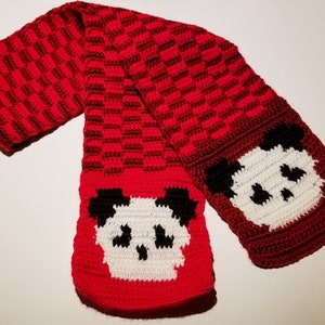 PANDA Scarf Light and Dark Red Crochet Scarf Scarves for - Etsy