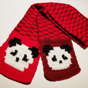 PANDA Scarf Light and Dark Red Crochet Scarf Scarves for - Etsy