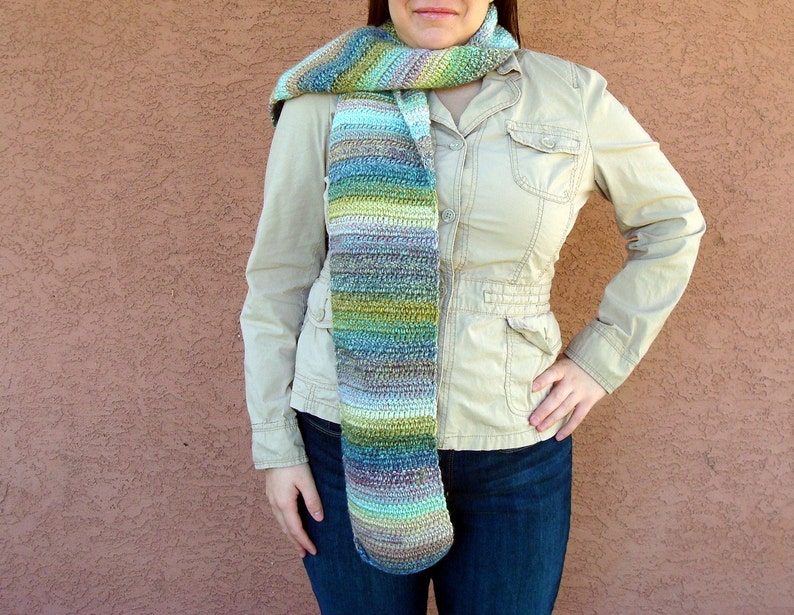 Watercolor: Wool Blend Multicolor Scarf Crochet Scarf for - Etsy