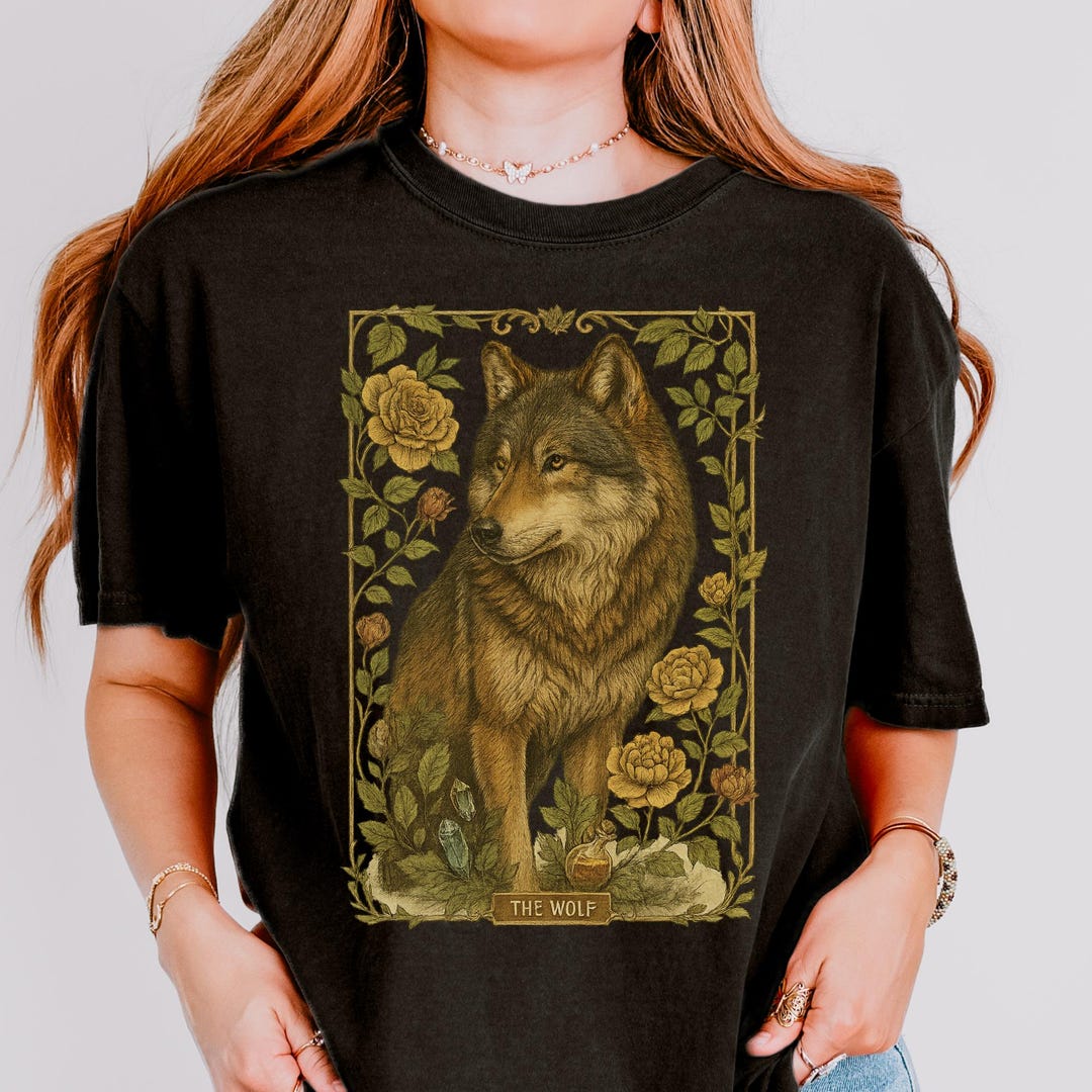 Wolf Tarot Card T-shirt: Witchy Goblincore Tee - Etsy