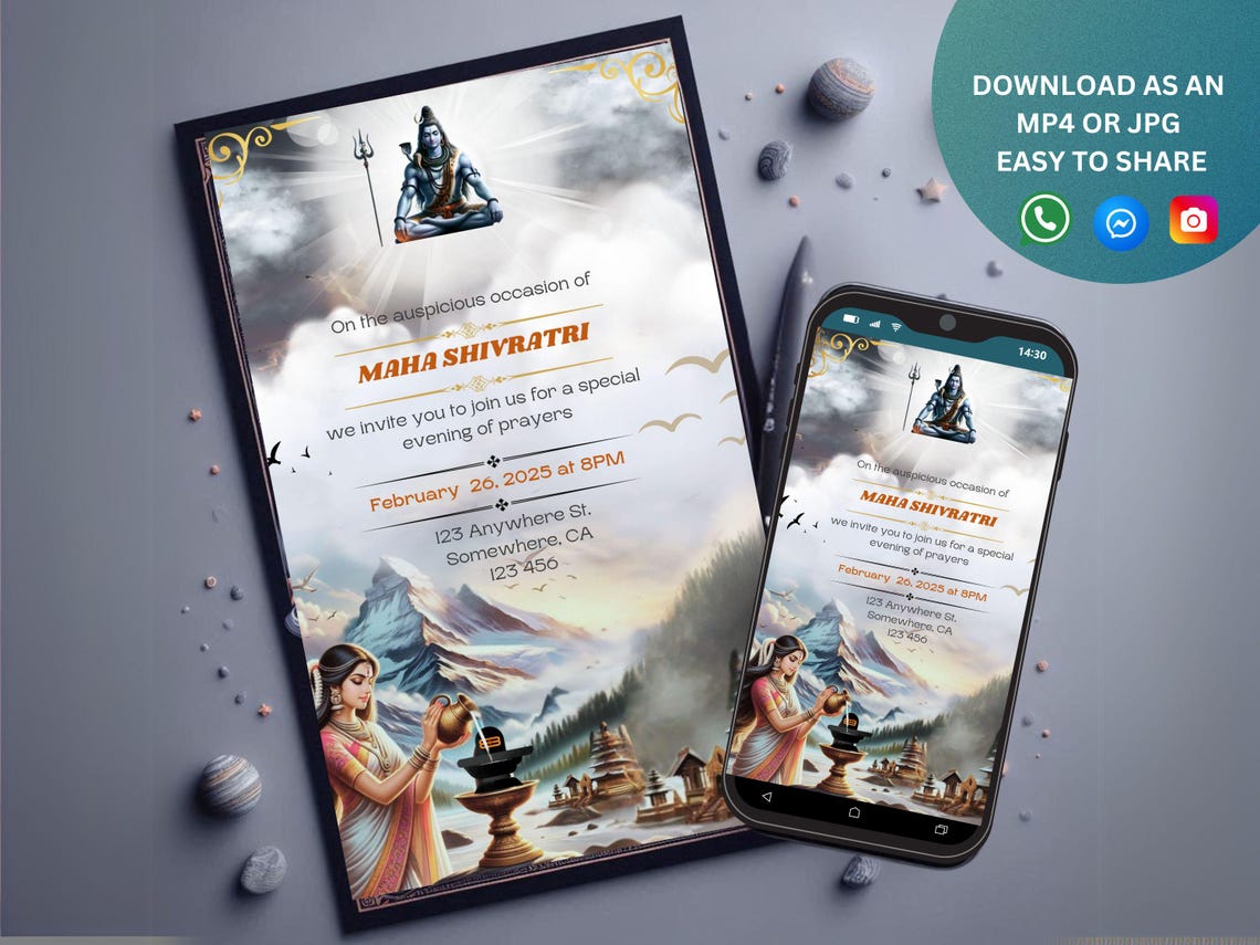 Shivratri Invitation, Lord Shiva Puja Invite, Maha Shiv Puja, Mother ...