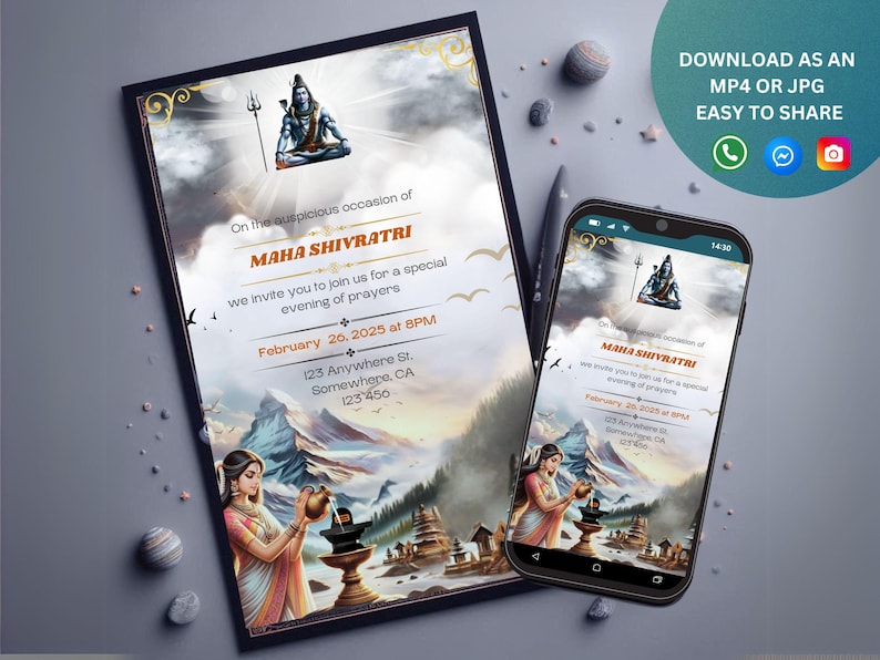 Shivratri Invitation, Lord Shiva Puja Invite, Maha Shiv Puja, Mother ...