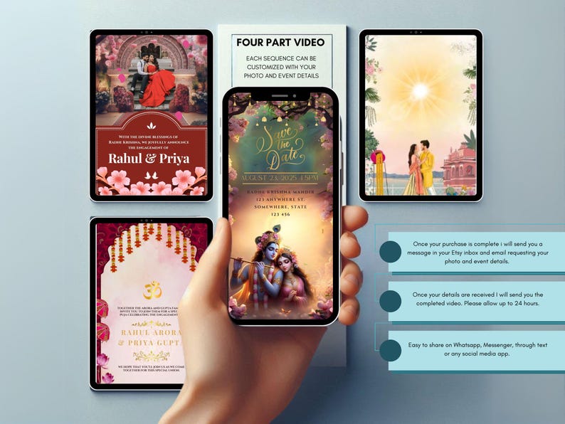 Hindu Engagement Invitation Video | Radha Krishna Digital Invite ...