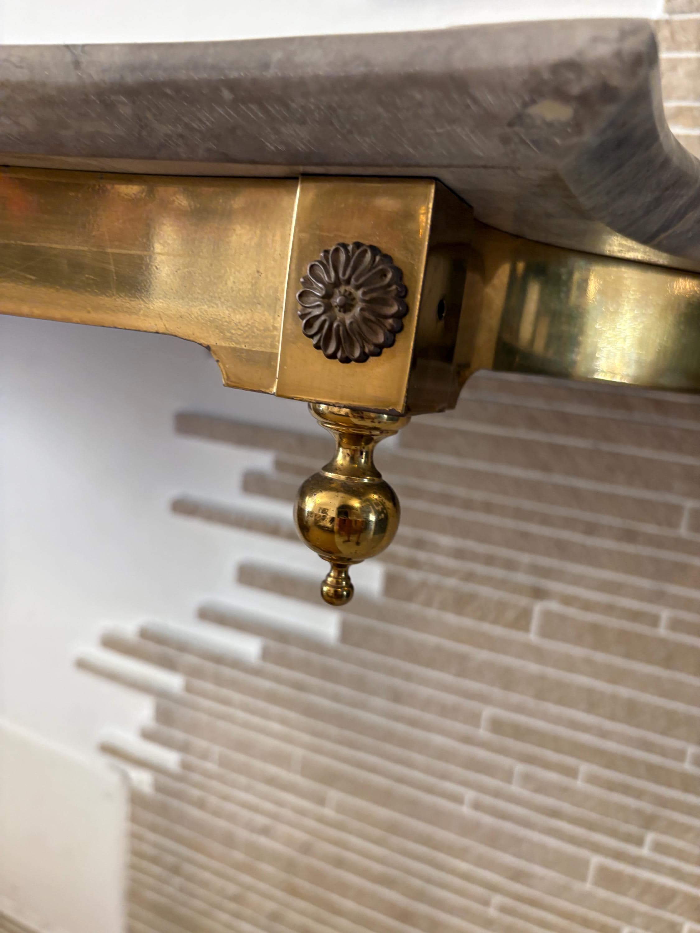 Console Hallway Vintage Mid Century Modern Design Regency Italian Brass ...