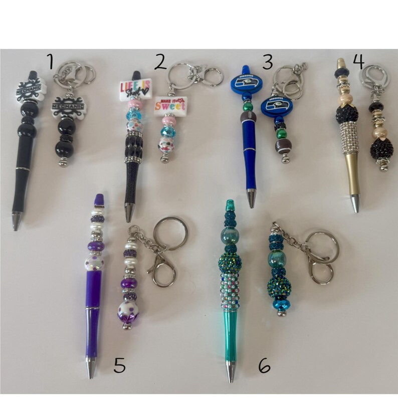 Beaded Pen and Keychain Sets - Etsy