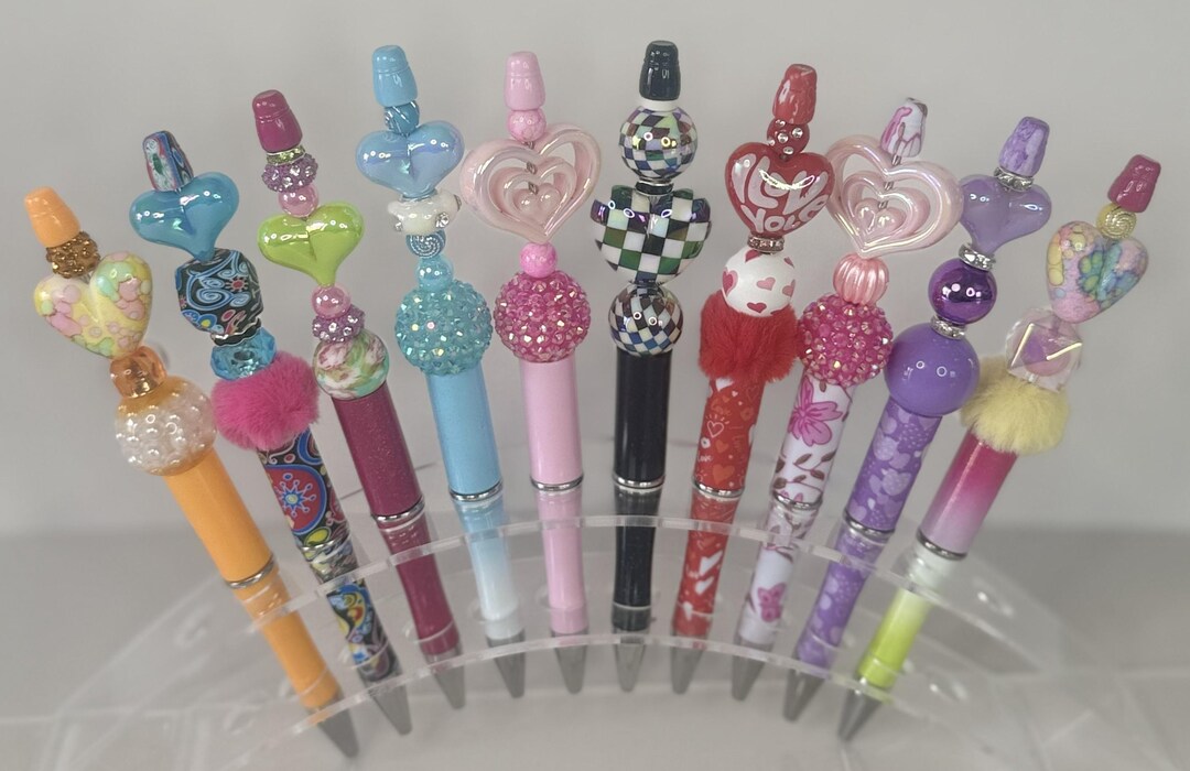 Beaded Heart Pens With 2 Refills - Etsy