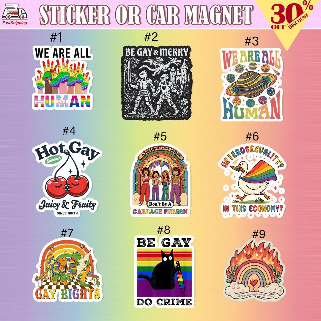 9+ LGBTQ Pride Vinyl Stickers Pack, Gay Pride Rainbow Holographic ...