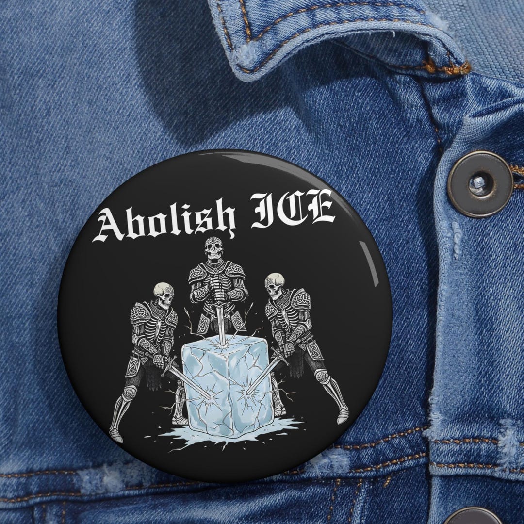 Abolish ICE Skeleton Knight Pin Button, F*ck ICE, Protest Pin, Anti-ice ...