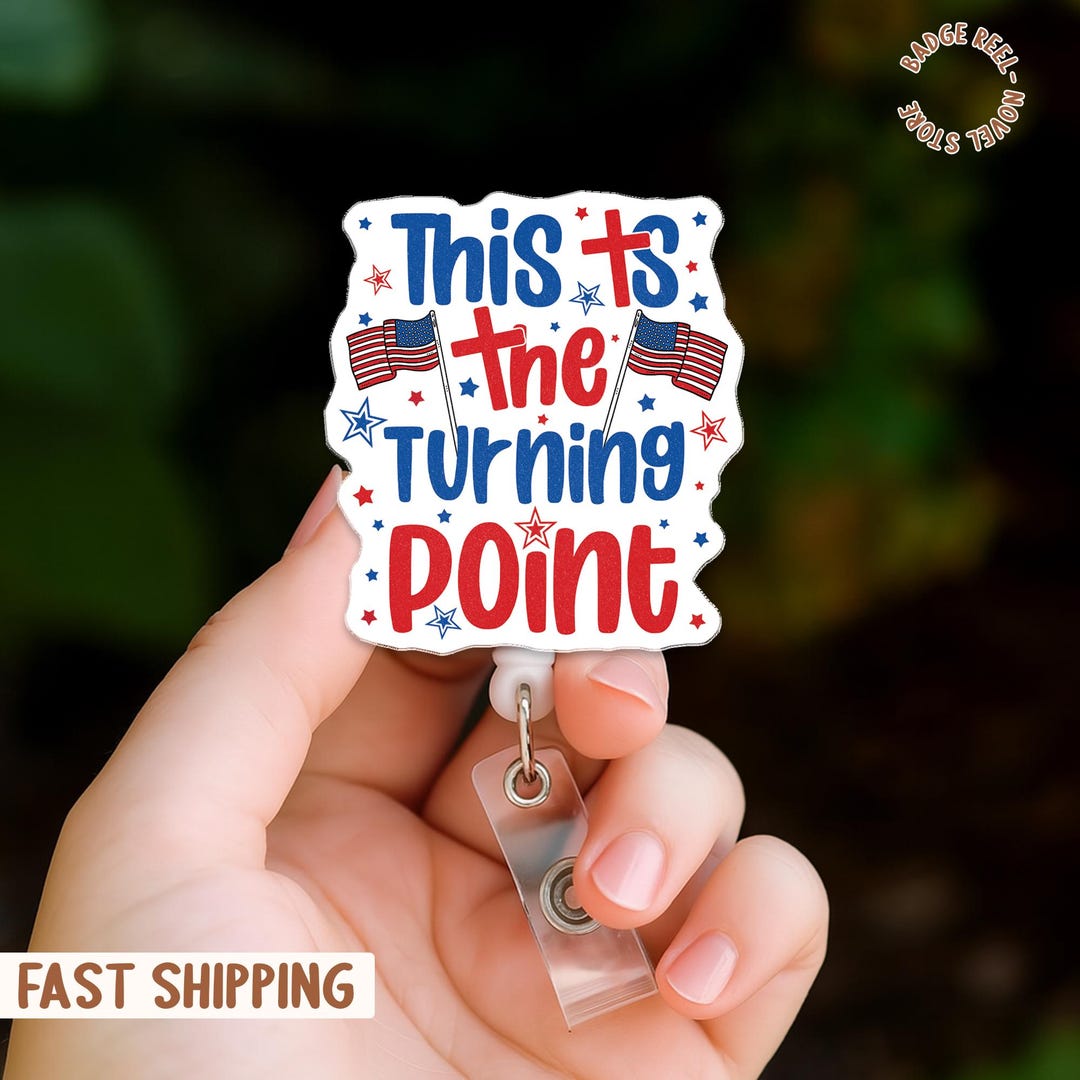 Charlie Kirk Badge Reel, Turning Point Quote ID Holder, Patriotic ...