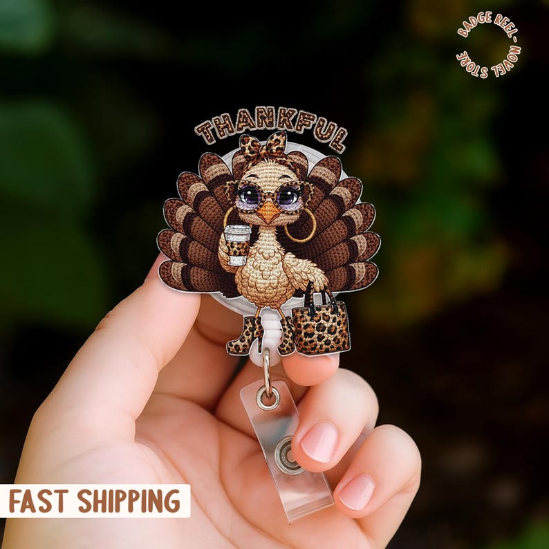 Turkey Badge Reel, Thanksgiving Badge Holder, Cute Retractable Badge ...