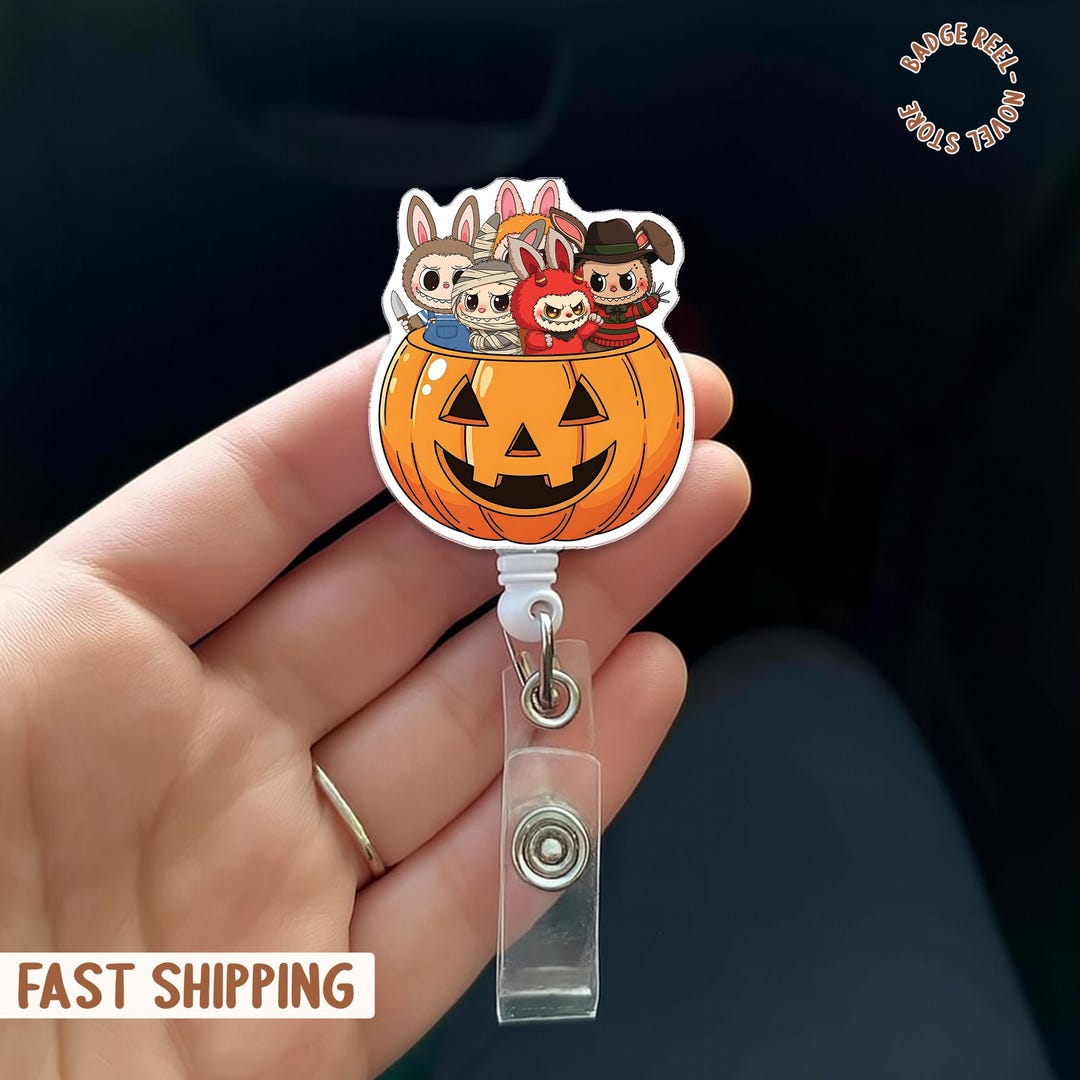 Labubu Ghost Badge Reel, Labubu Back to School Badge Reel, Teacher ID ...