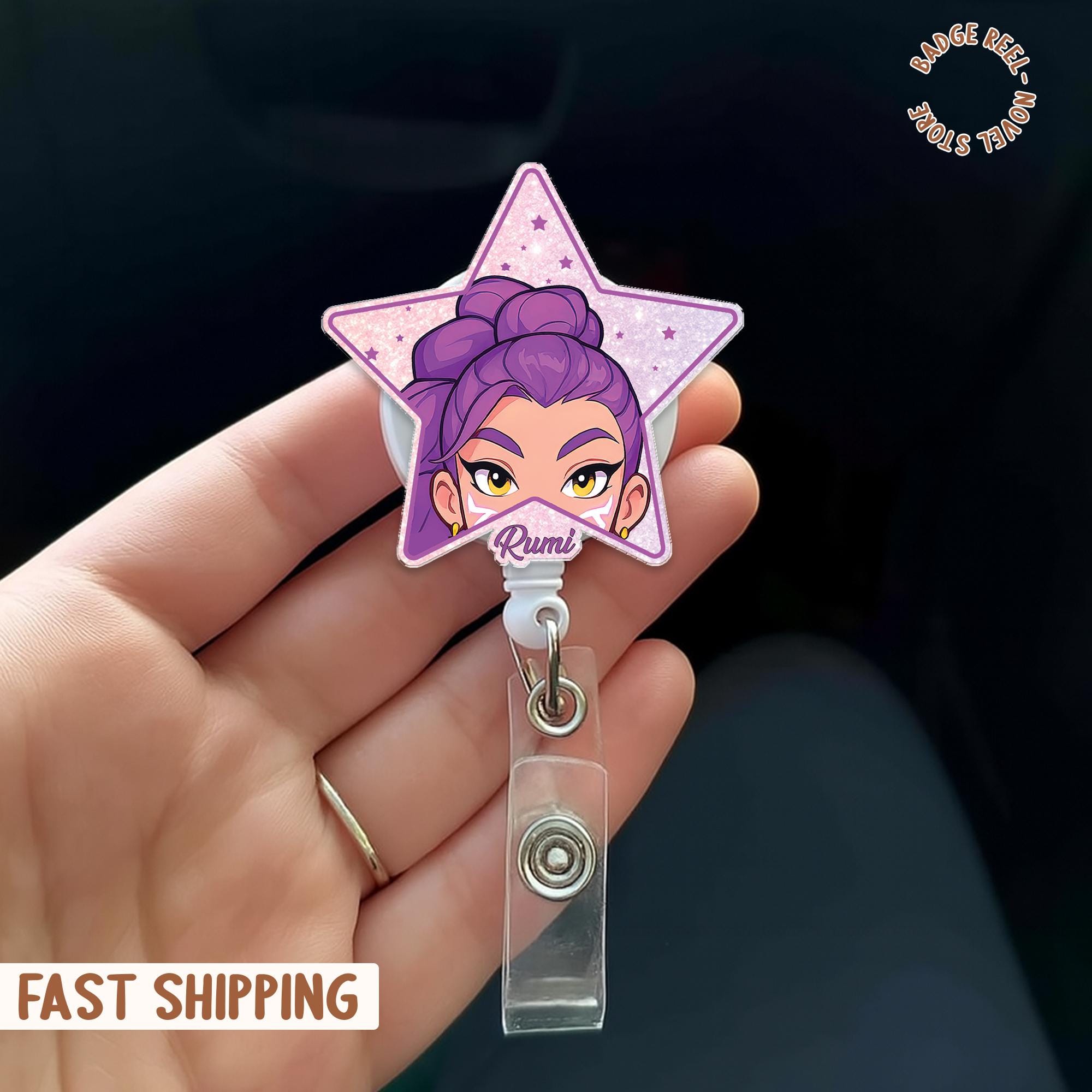 KPOP Demon Hunters Badge Reel Huntrix Rumi, Kawaii Badge Holder for ...
