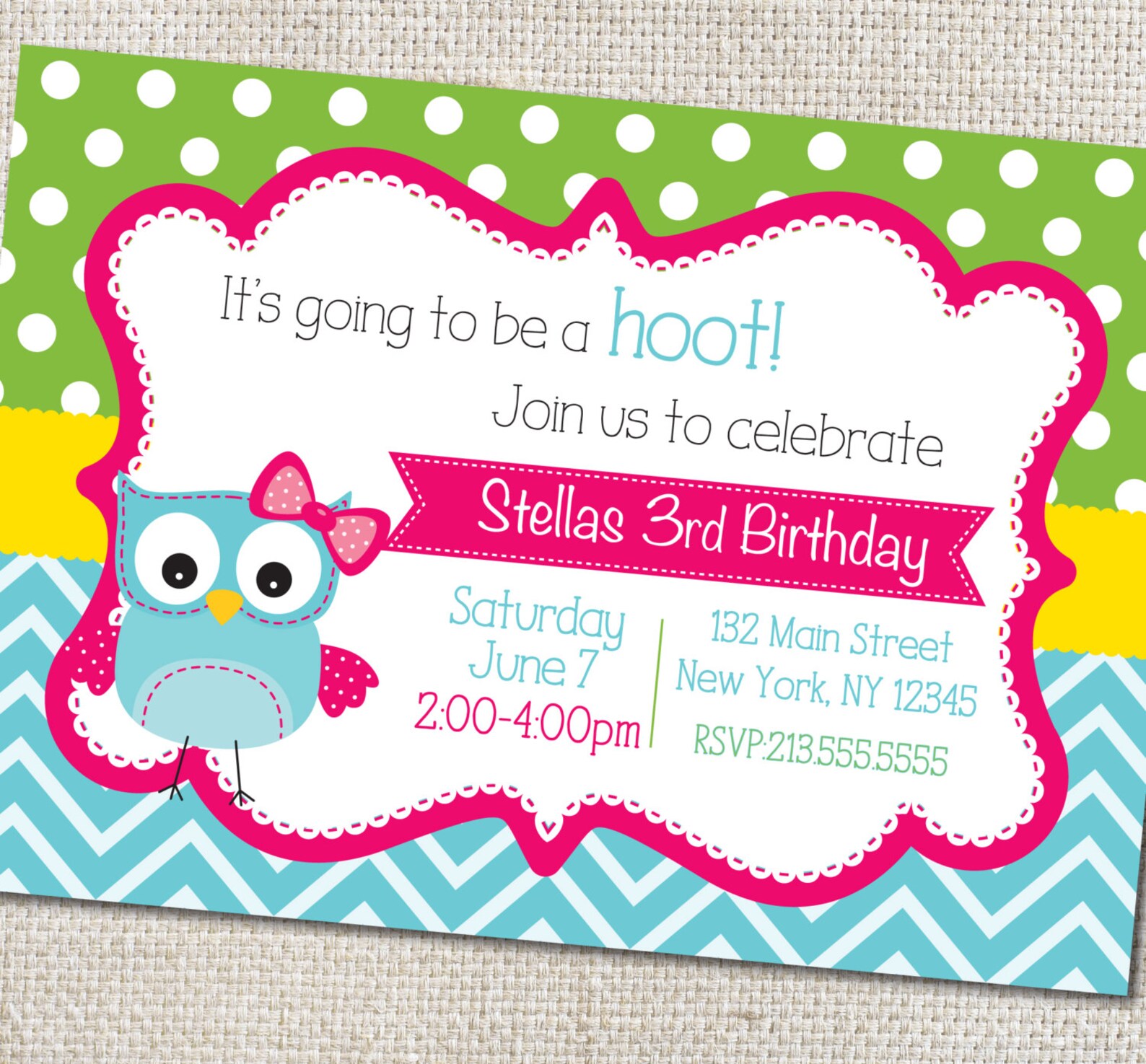 Colorful Owl Birthday Party Invitation Custom Printable - Etsy