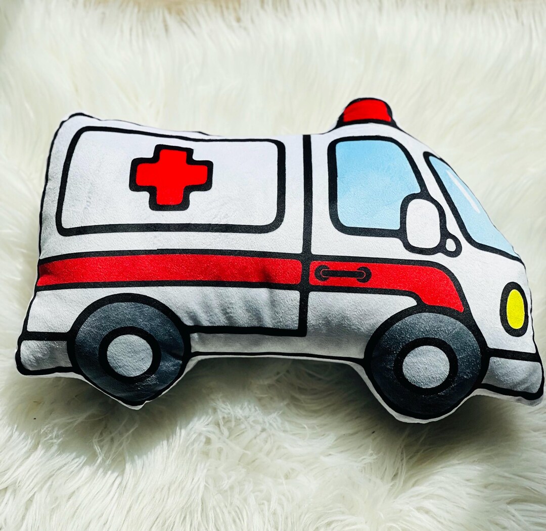 Ambulance Shaped Plush Pillow, Kids Nursery Decor, Emergency Vehicle ...