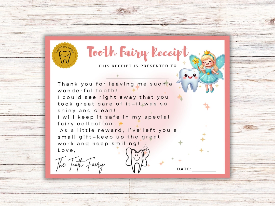 Tooth Fairy Letter, Tooth Fairy Receipt, Tooth Fairy Note, First Tooth ...
