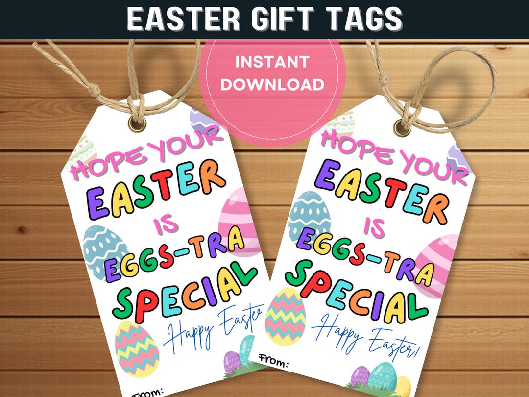 Easter Basket Tags Printable Label for Easter Gifts, Cute Easter Tags ...