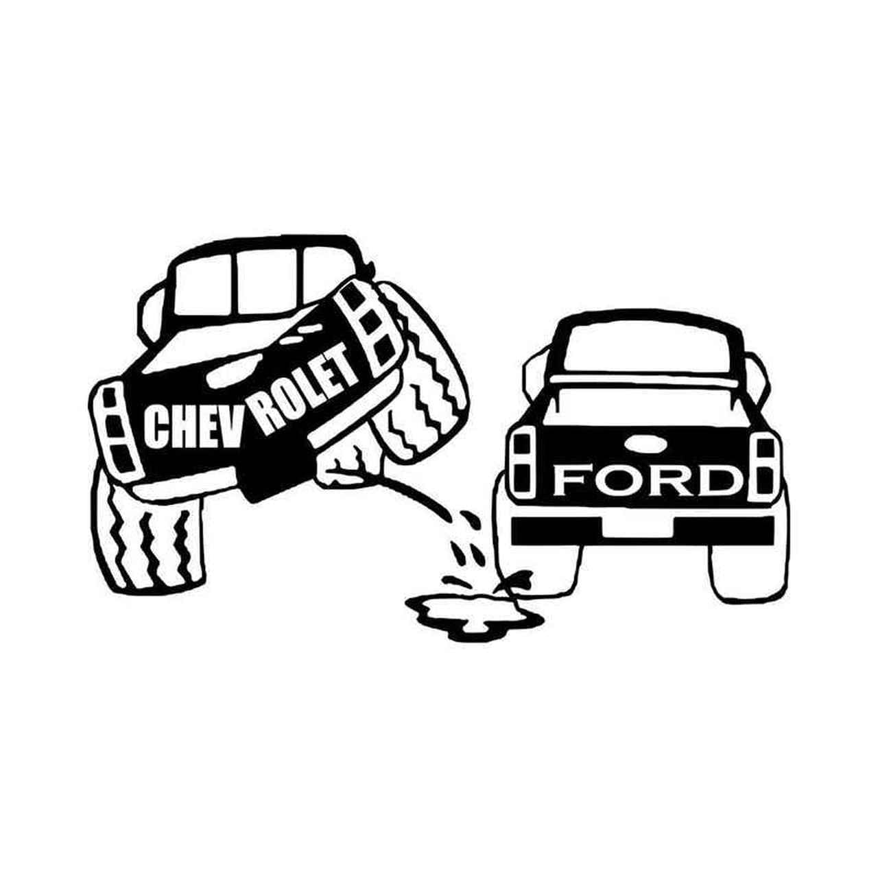 Chevy Truck Peeing on Ford Vinyl Window Car Decal 7 X 4 Inches - Etsy