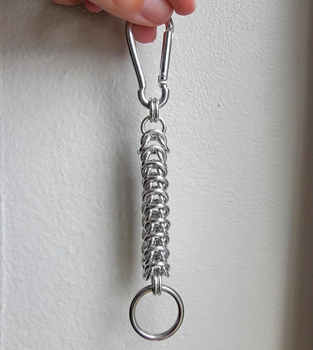 Chainmail Keychain - Box Weave Chain With Carabiner - Etsy