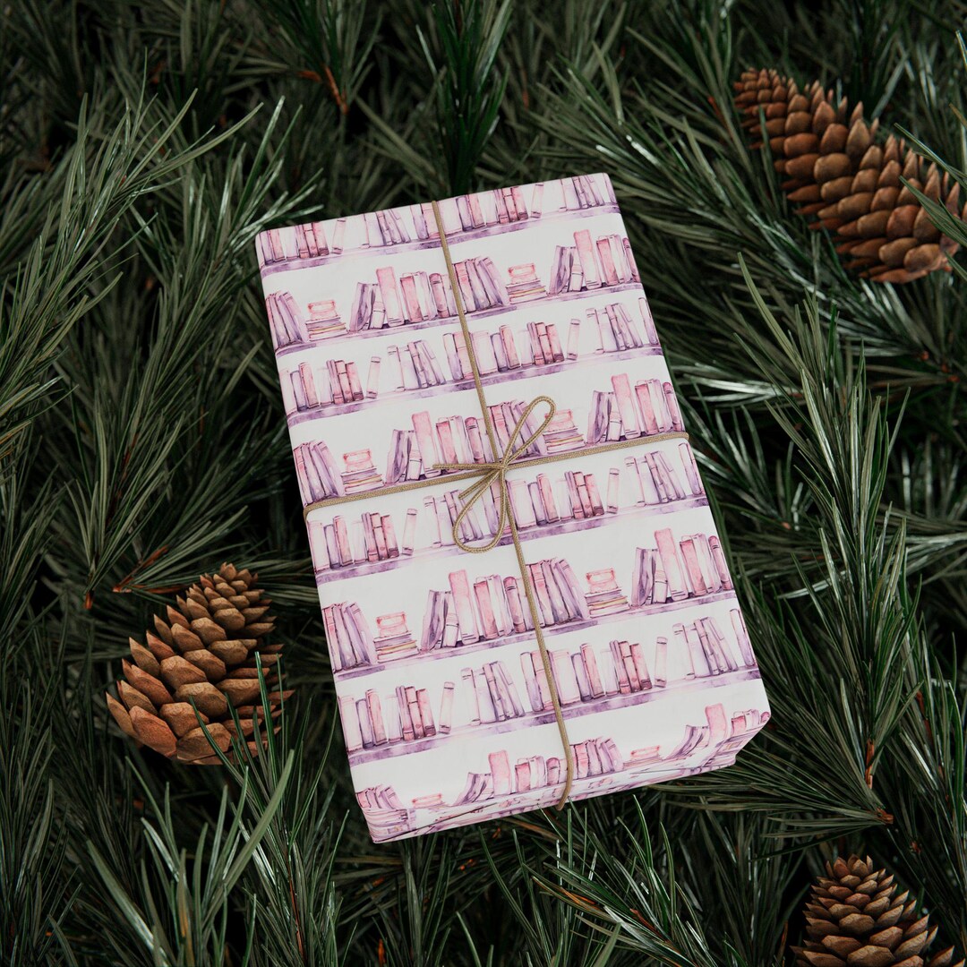 Pink and Purple Library Books Wrapping Paper Reading Lover Gift Wrap - Etsy