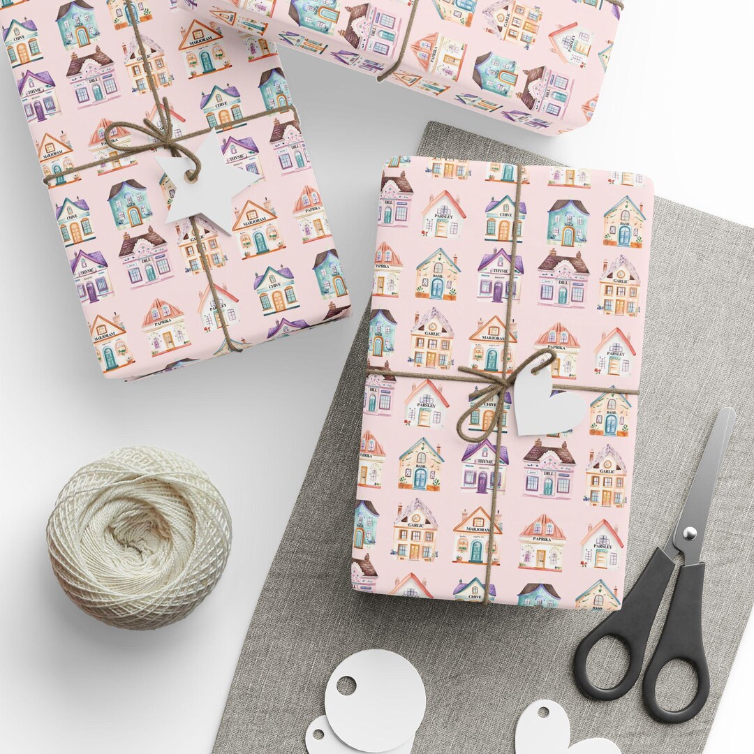 Spice Village Wrapping Paper | Cute Houses With Seasonings Gift Wrap - Etsy
