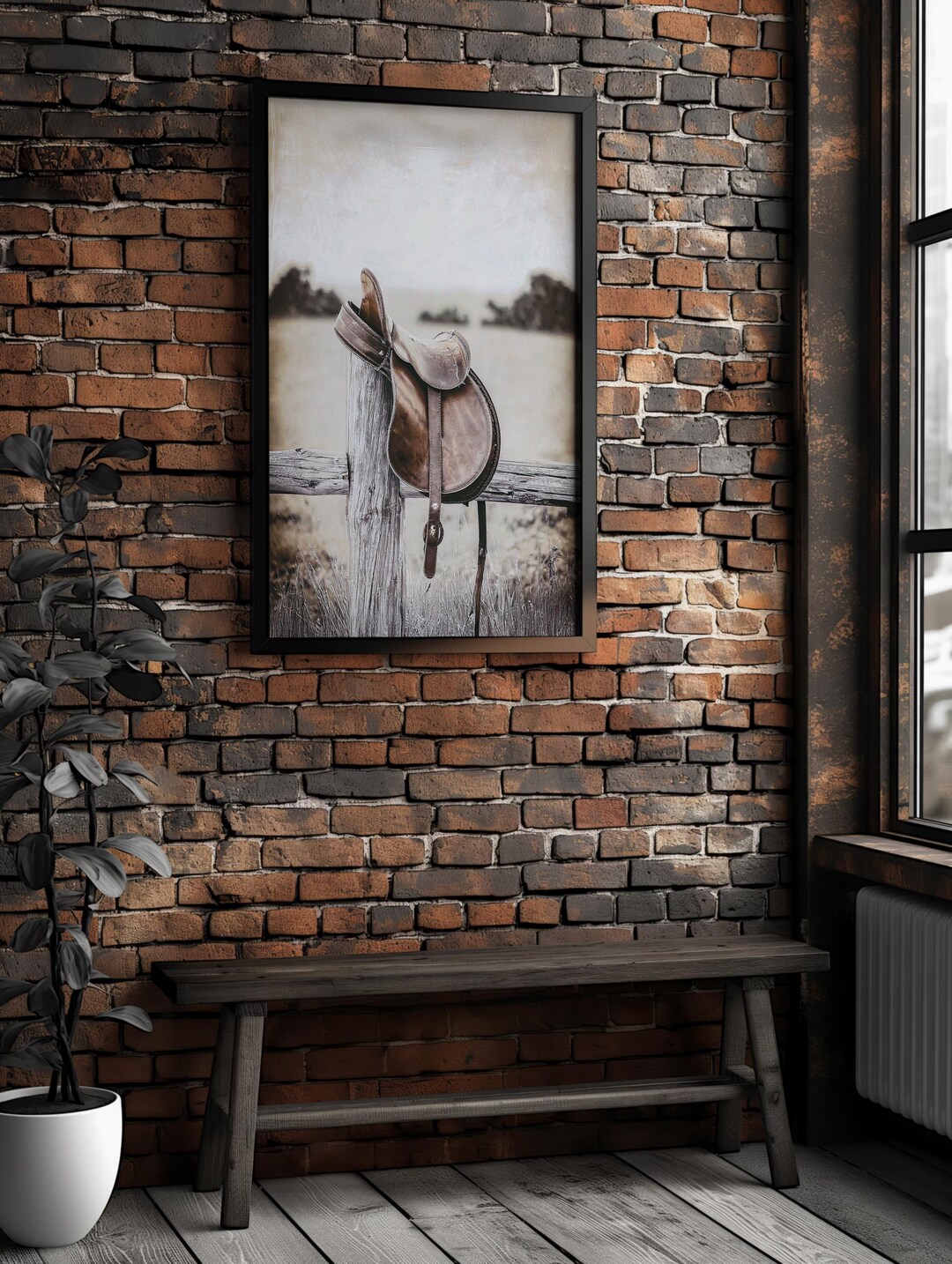 Rustic Western Saddle Photography Wall Art Print, Printable Digital ...