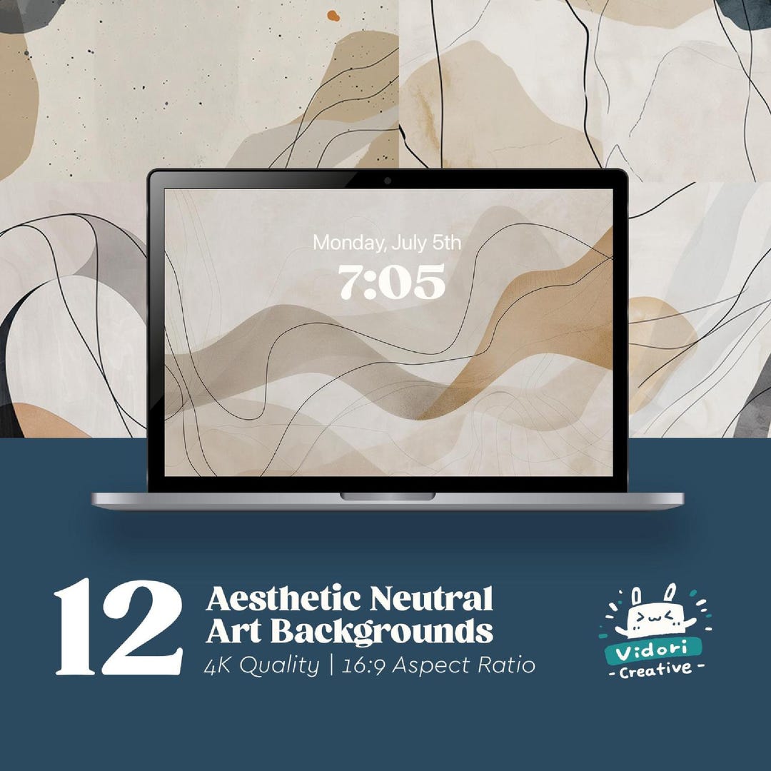 Neutral Aesthetic Line Art Desktop Screensaver Wallpapers in 4K Quality ...