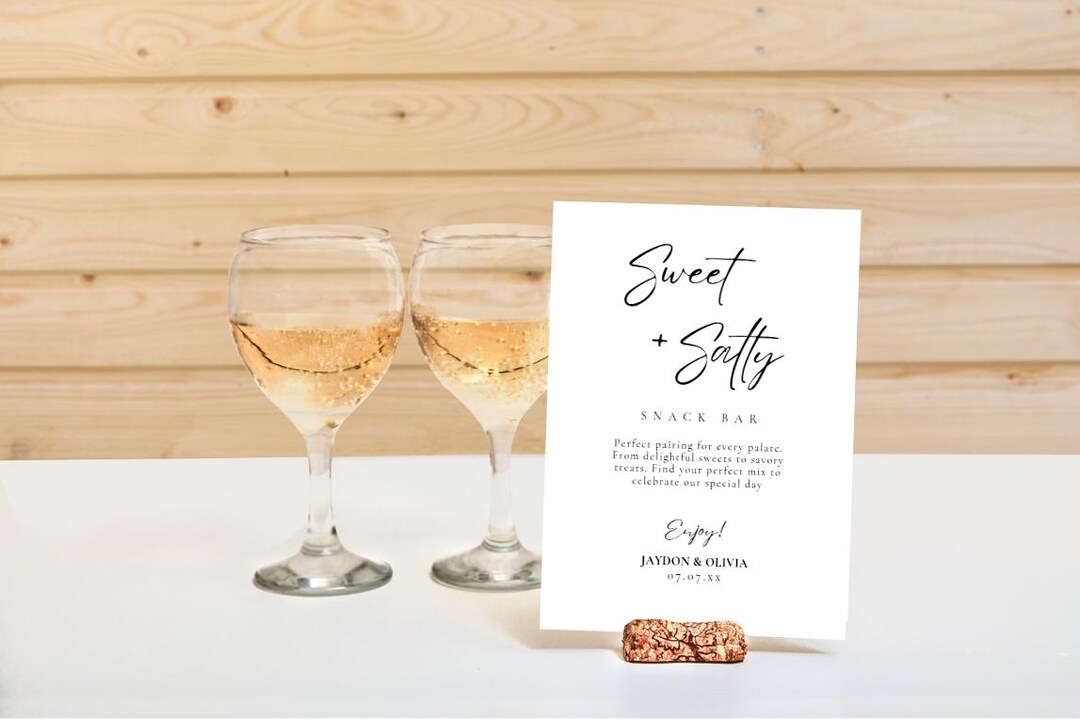 Wedding Snack Bar Sign, Printable Snack Sign, Wedding Salty and Sweet ...