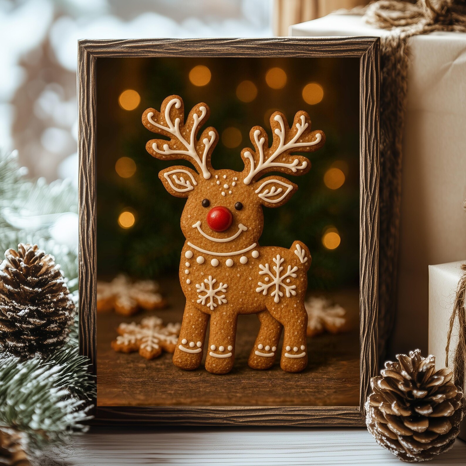 Christmas Gingerbread Wall Art Set | Festive Kitchen Decor | Holiday ...