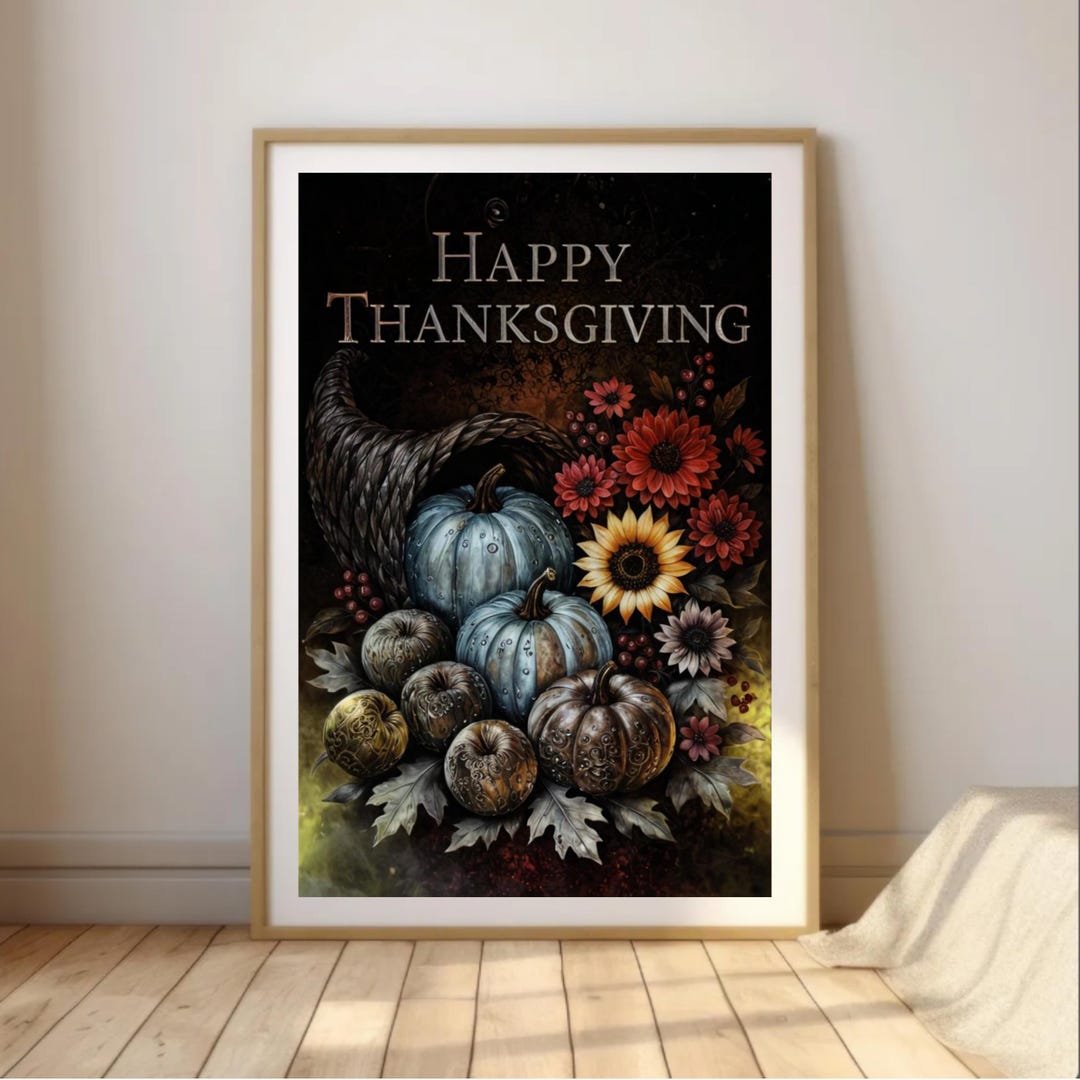 Thanksgiving Cornucopia Wall Art | Rustic Farmhouse Autumn Decor ...
