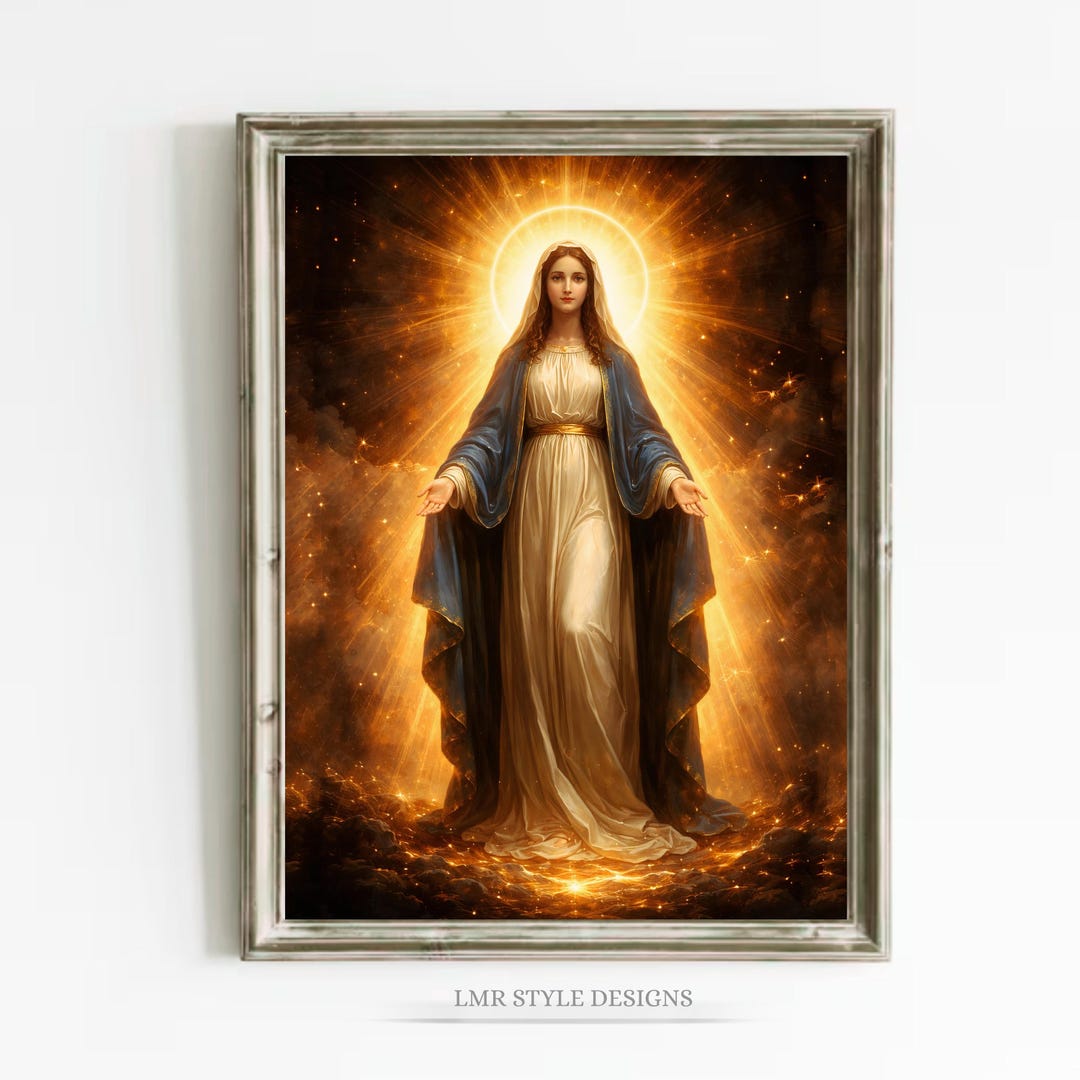 Virgin Mary Catholic Wall Art | Blessed Mother Print | Marian Religious ...