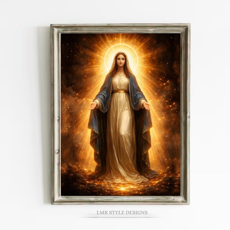 Virgin Mary Catholic Wall Art | Blessed Mother Print | Marian Religious ...